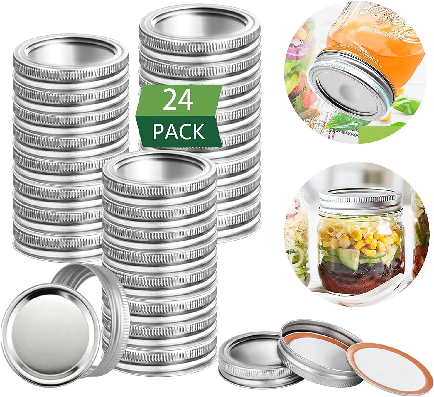 Amazon.com: Canning Lids and Rings Regular Mouth -SGVA 24 PACK /48PCS ...