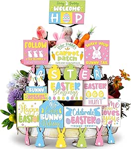 Amazon.com: Amyhill 30 Pcs Easter Spring Tiered Tray Decor Pastel ...