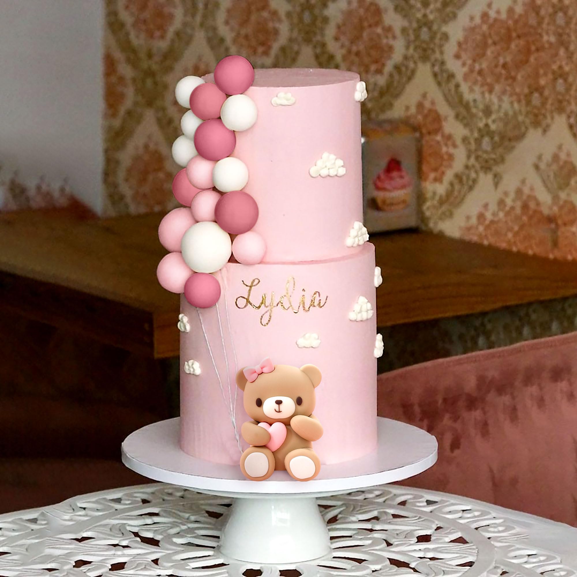 Snapklik.com : Pink Bear Cake Decoration Bear Baby Shower Cake Topper ...