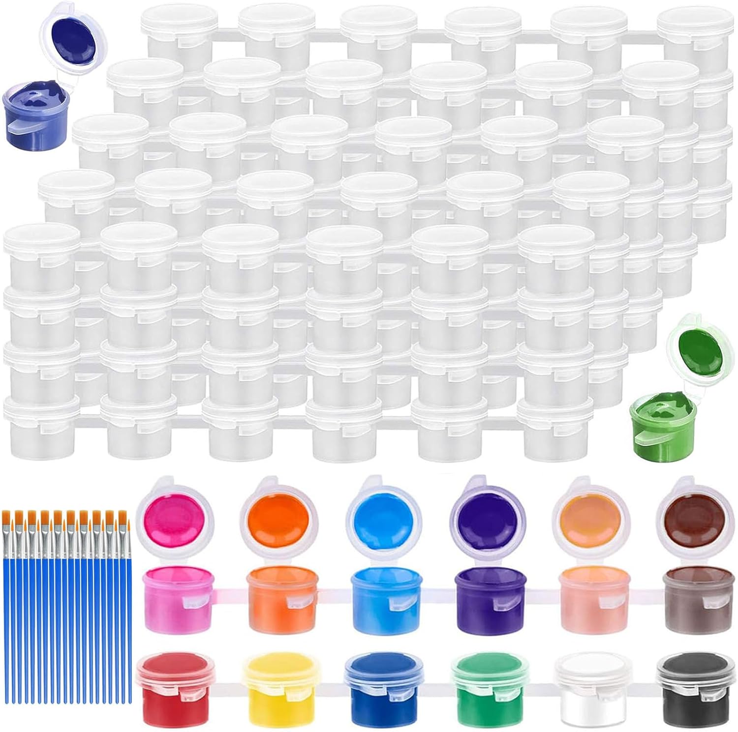 5ML 20 Strips 120 Pots Large Empty Paint Pots Strips With Lid ...