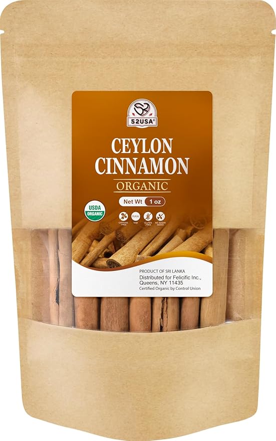 Amazon.com : 52USA Organic Ceylon Cinnamon Sticks, 1 Ounce (Pack of 1 ...