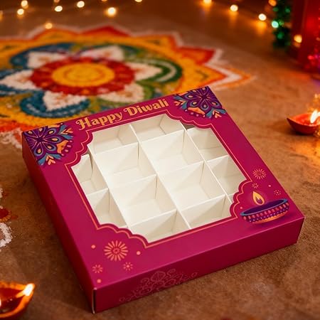 Amazon.com: KYMY Happy Diwali Bakery Gift Boxes, 2pcs Deepavali Rangoli ...