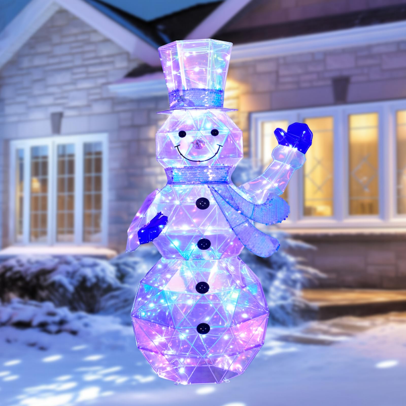 Christmas Outdoor Decorations Prismatic Snowman - HOYECHI Light Up 4 ...