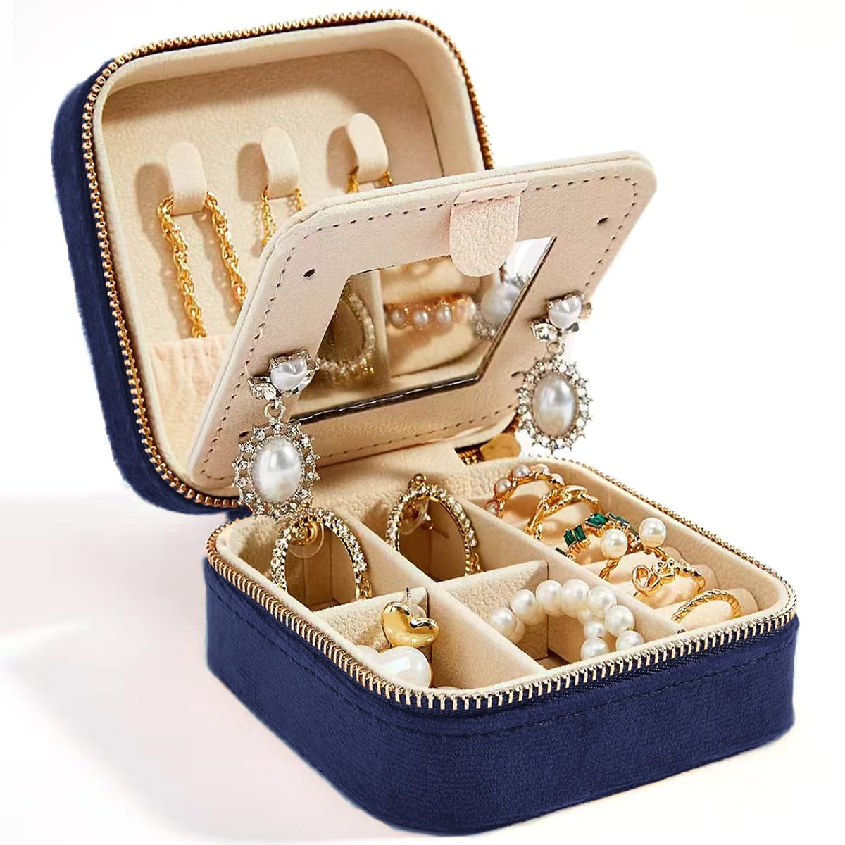 Amazon.com: Travel Velvet Jewelry Box with Mirror, Mini Gifts Case for ...