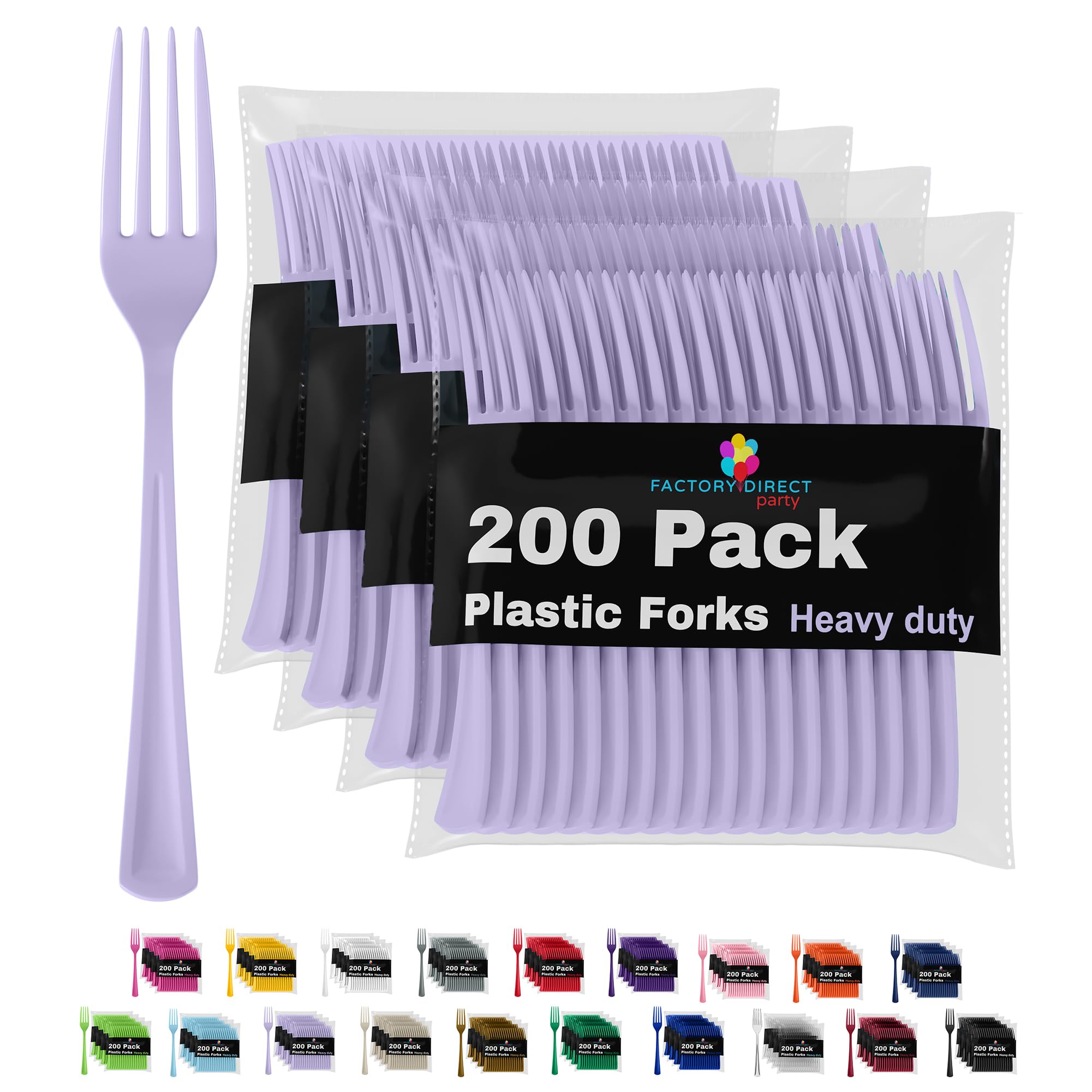 Amazon.com: Disposable Lavender Plastic Forks 200 Pcs - Heavy Duty ...