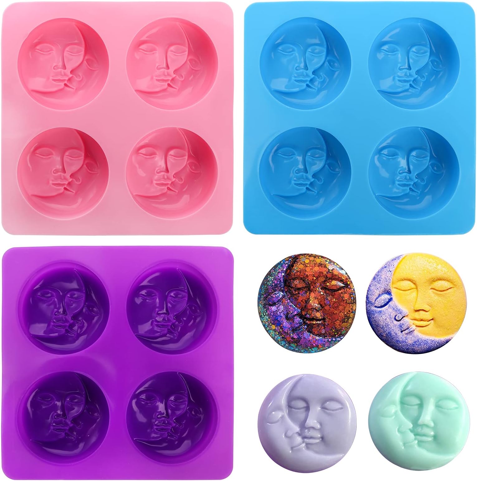 Amazon.com: Sun and Moon Face Soap Mold - MoldFun Silicone Mold for ...