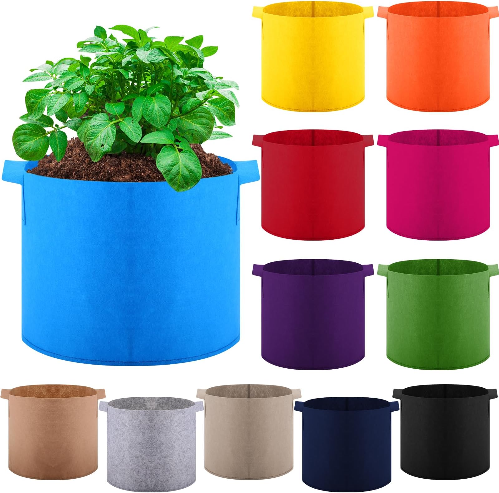 Amazon.com : Tanlade 12 Pack 10 Gallon Colorful Plant Grow Bags ...