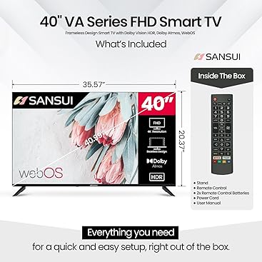 Amazon.com: SANSUI 40" VA Series Full HD Frameless Design Smart TV with ...