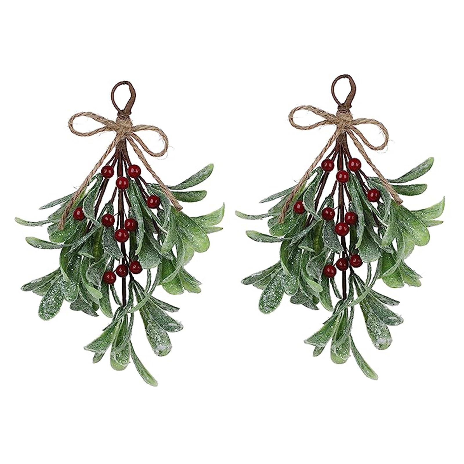 Amazon.com: Algado 2Pcs Artificial Mistletoe Picks, 9.1inch Christmas ...