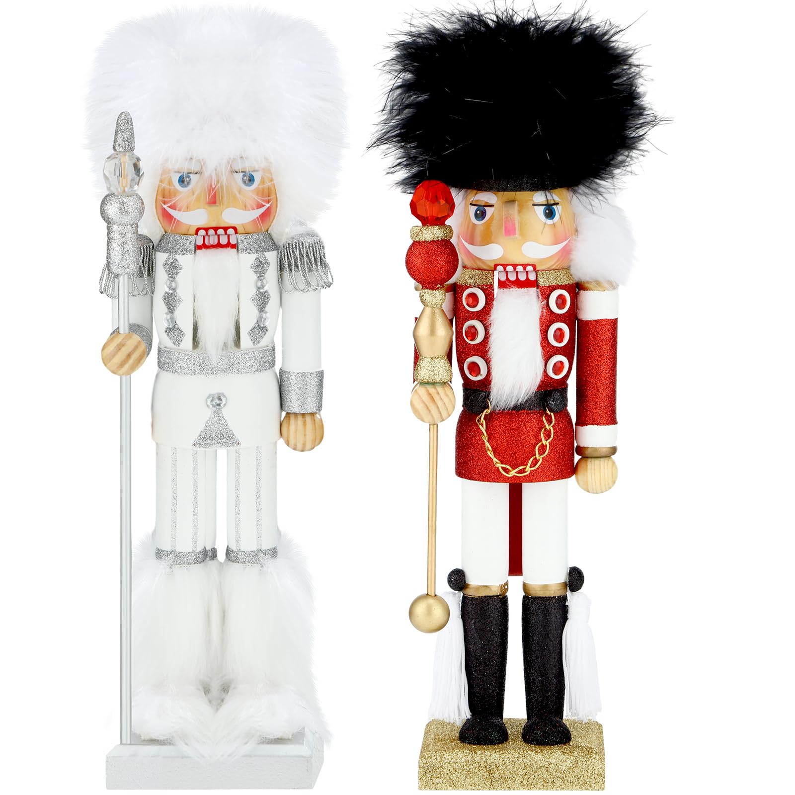 Amazon.com: Soaoo 2 Pcs Christmas Nutcracker Ornament 14'' Wooden ...