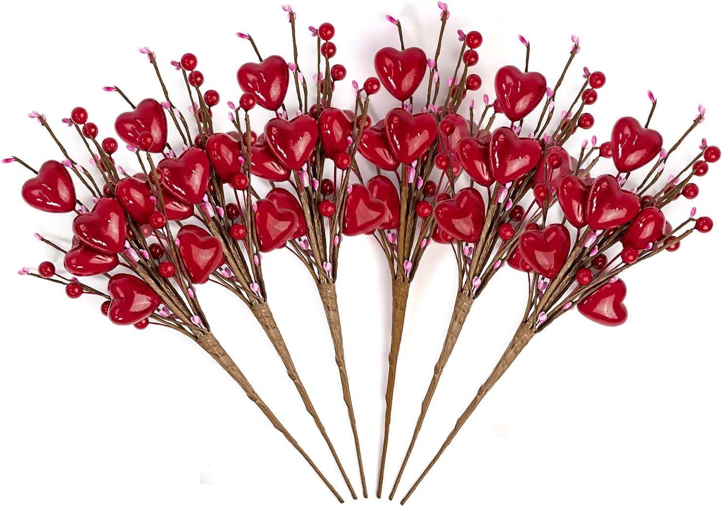 Amazon.com: Lyrow Artificial Glitter Heart Shaped Berry Picks 16 Inch ...