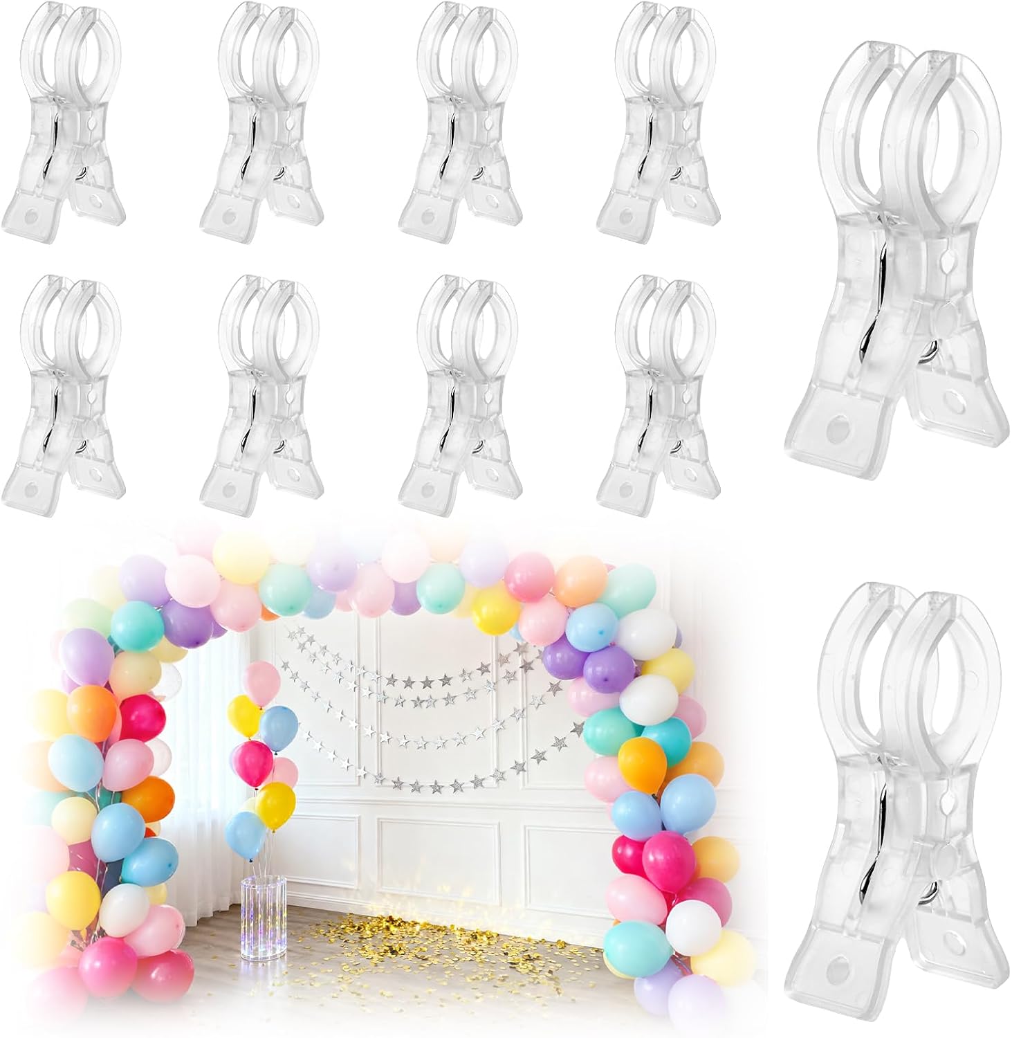 10pcs Balloon Arch Clips, Plastic Spring Garland Clamps Transparent ...