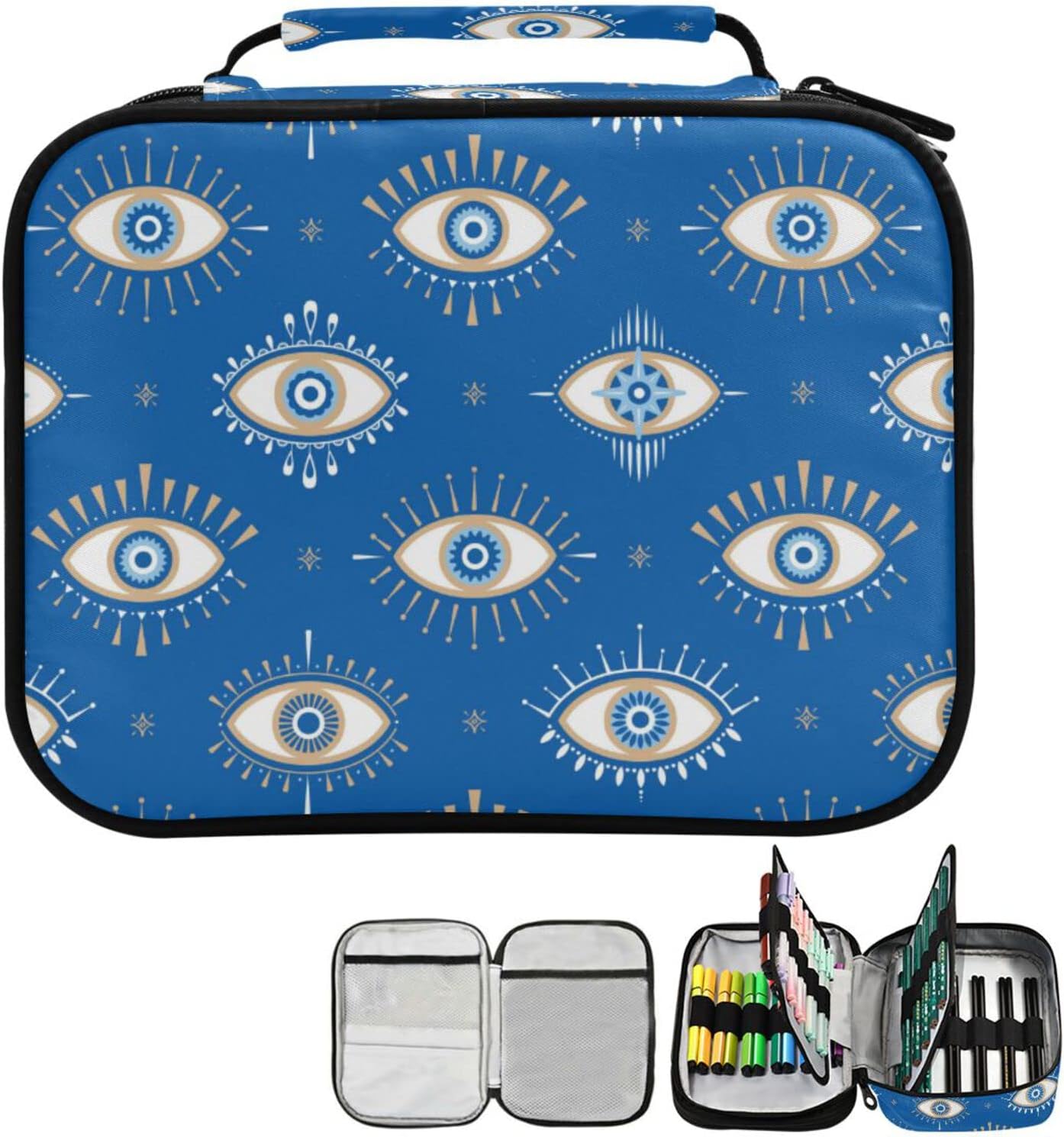 Amazon.com: ZZKKO Colored Pencil Case Evil Eye Magic Blue 96 Slots ...