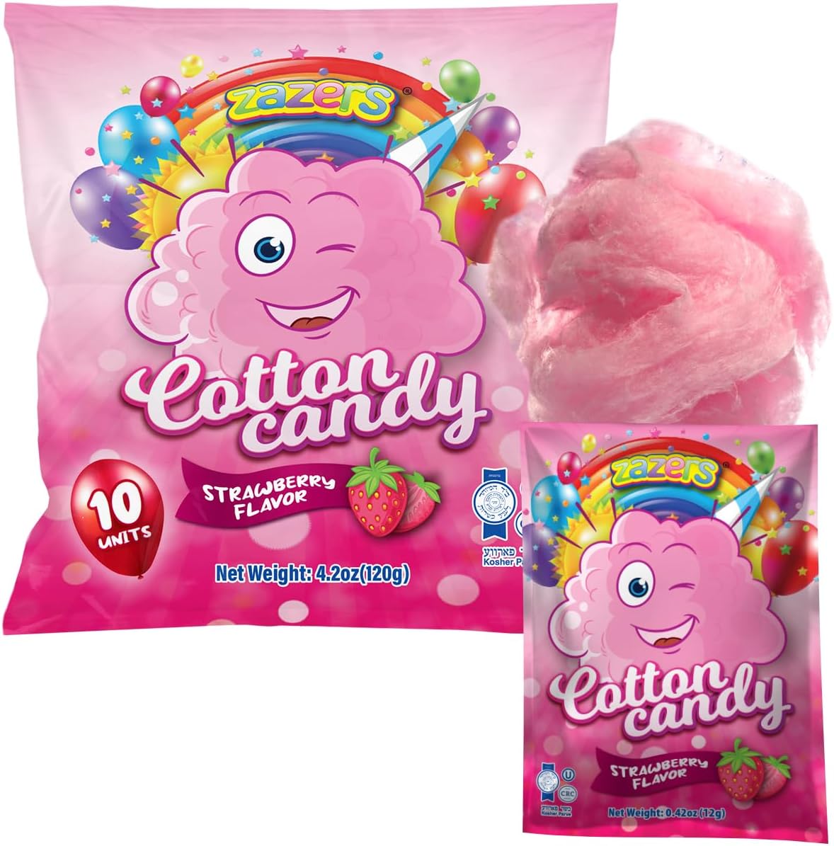 Amazon.com : Cotton Candy 10 Pack, 10 cotton candy Bags each 0.42oz ...