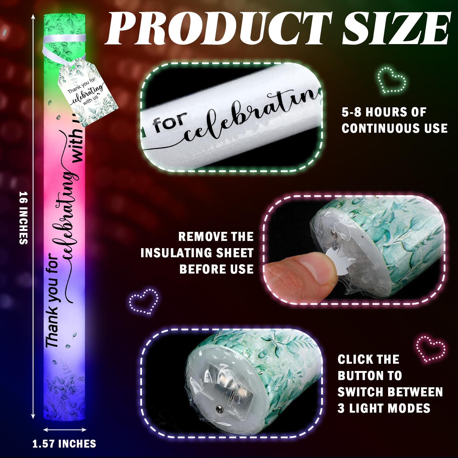 Snapklik.com : Tujoe 50 Pcs Wedding Glow Sticks Bulk Party Favors For ...