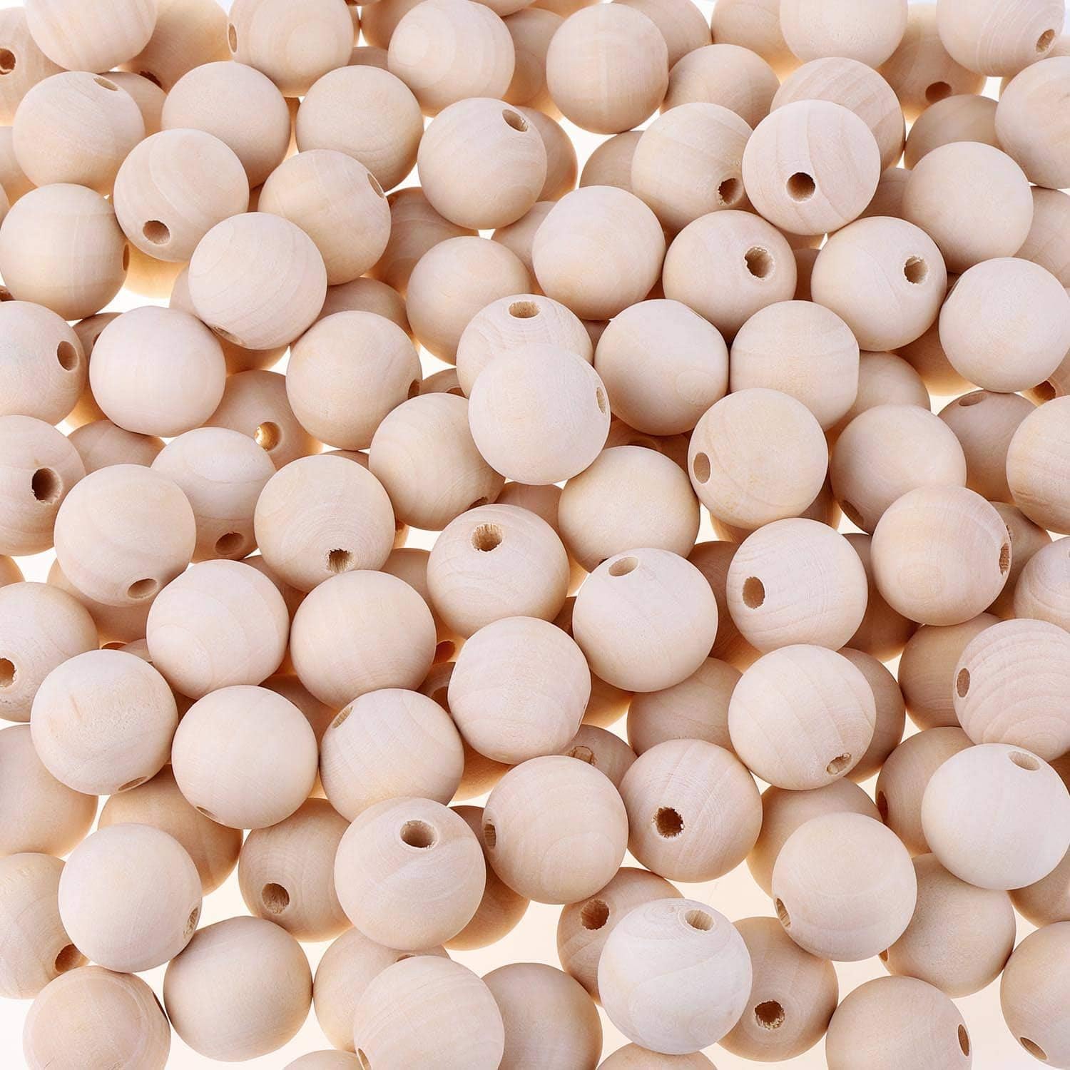 Amazon.com: 200Pcs 25mm Wooden Beads, Paxcoo Natural Large Wood Beads ...