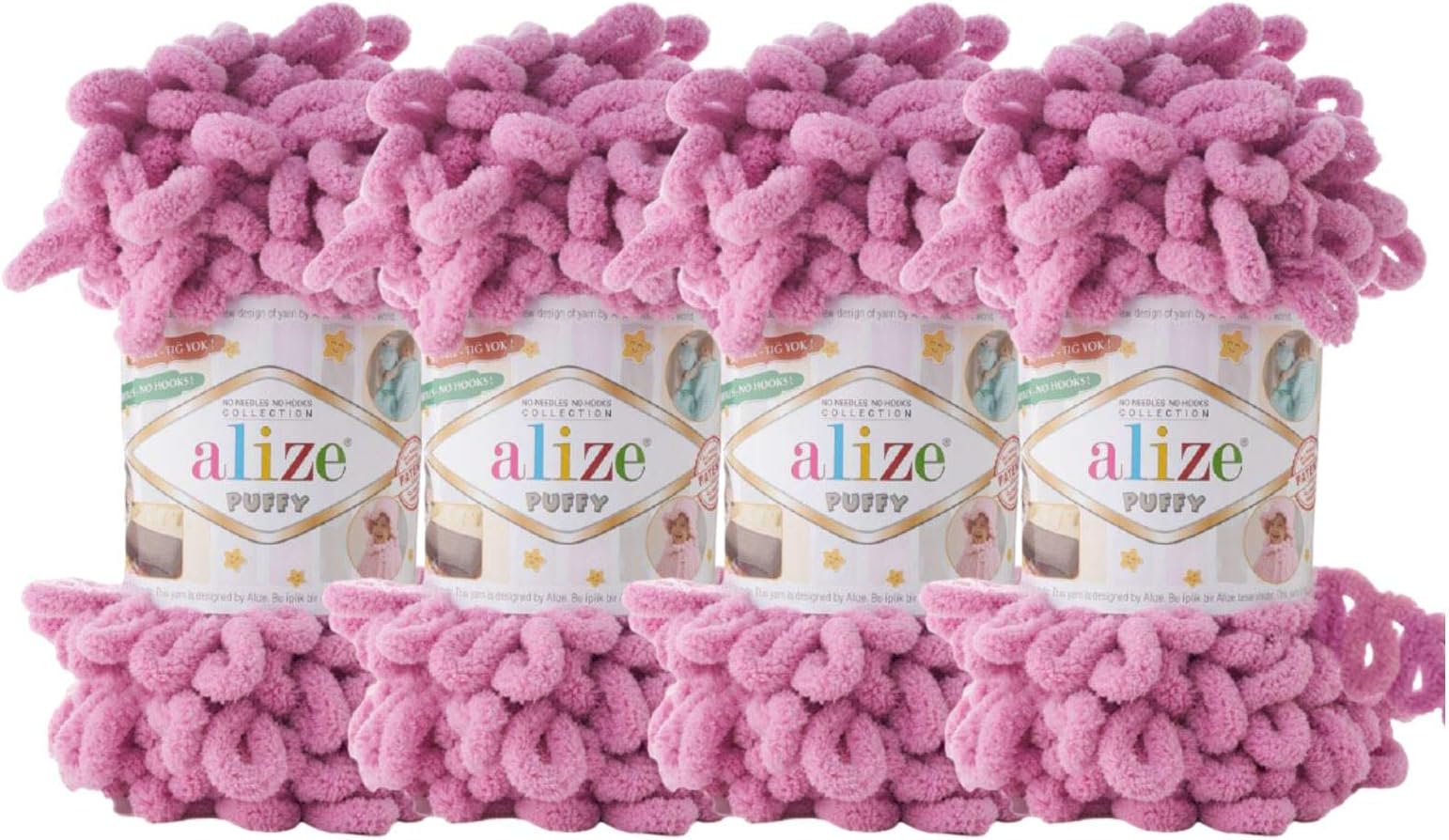 Amazon.com: 4 skn/Ball Alize Puffy Baby Big Loop Blanket Yarn 100% ...