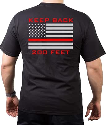 Amazon | T-Shirt black, Chicago Fire Dept. flag Keep Back 200 feet in ...