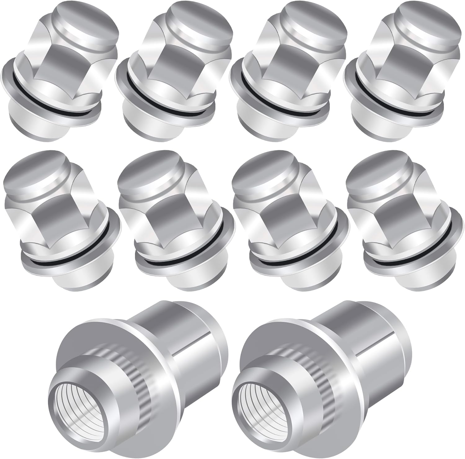 Amazon.com: 10PCS M12x1.5 Lug Nuts Set,Chrome-Plated Steel Wheel Locks Lug Nuts with Washer ...