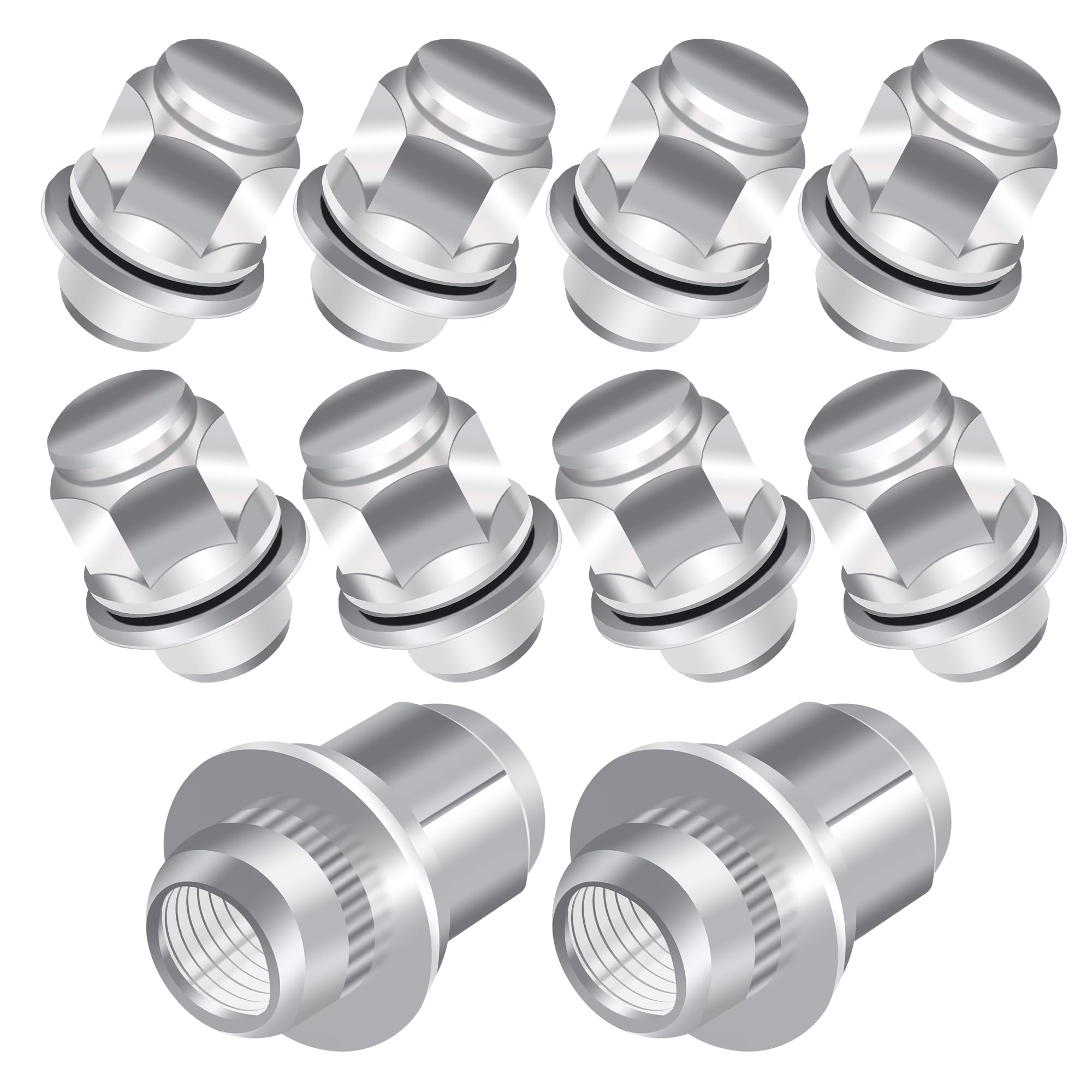 Amazon.com: 10PCS M12x1.5 Lug Nuts Set,Chrome-Plated Steel Wheel Locks ...