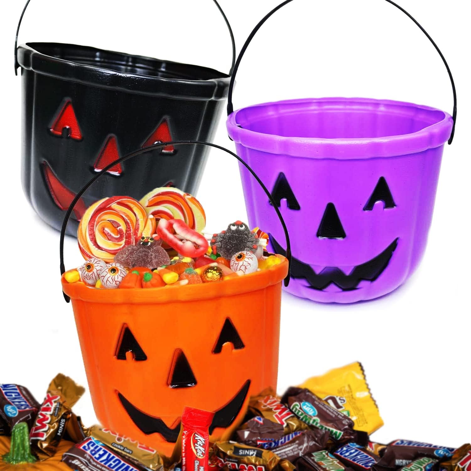 Amazon.com: GIFTEXPRESS 3 Pcs 6" Halloween Trick or Treat Bucket ...