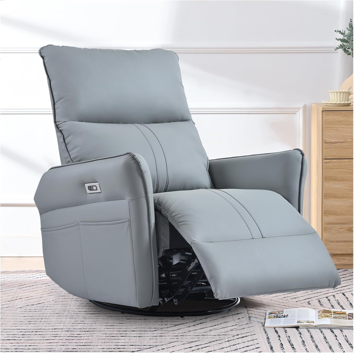Amazon.com: cinkehome Power Swivel Rocker Recliner with USB ...