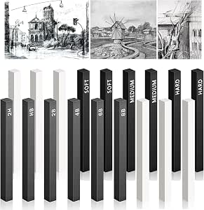 Amazon.com : 18 Pcs Compressed Charcoal Square Strips Graphite Sketch ...