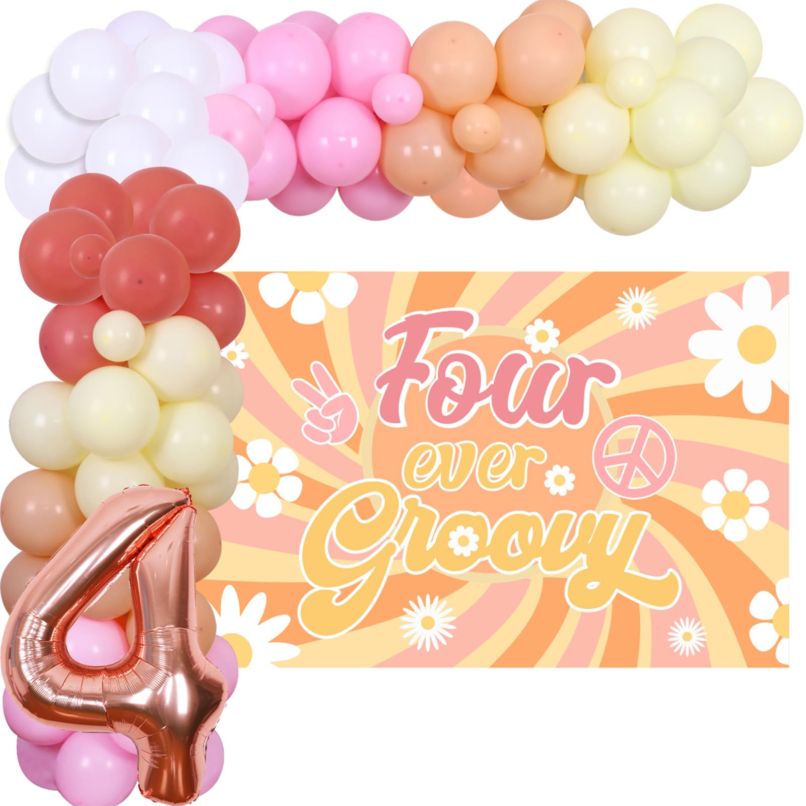 Amazon.com: Groovy 4th Birthday Decorations for Girls - Four Ever ...