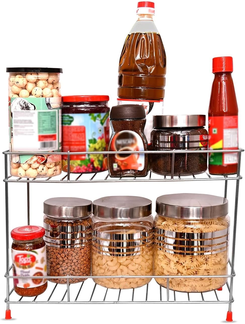 VY84 Stainless Steel 2 Tier kitchen Rack, Kitchen Organizer Spice Rack ...