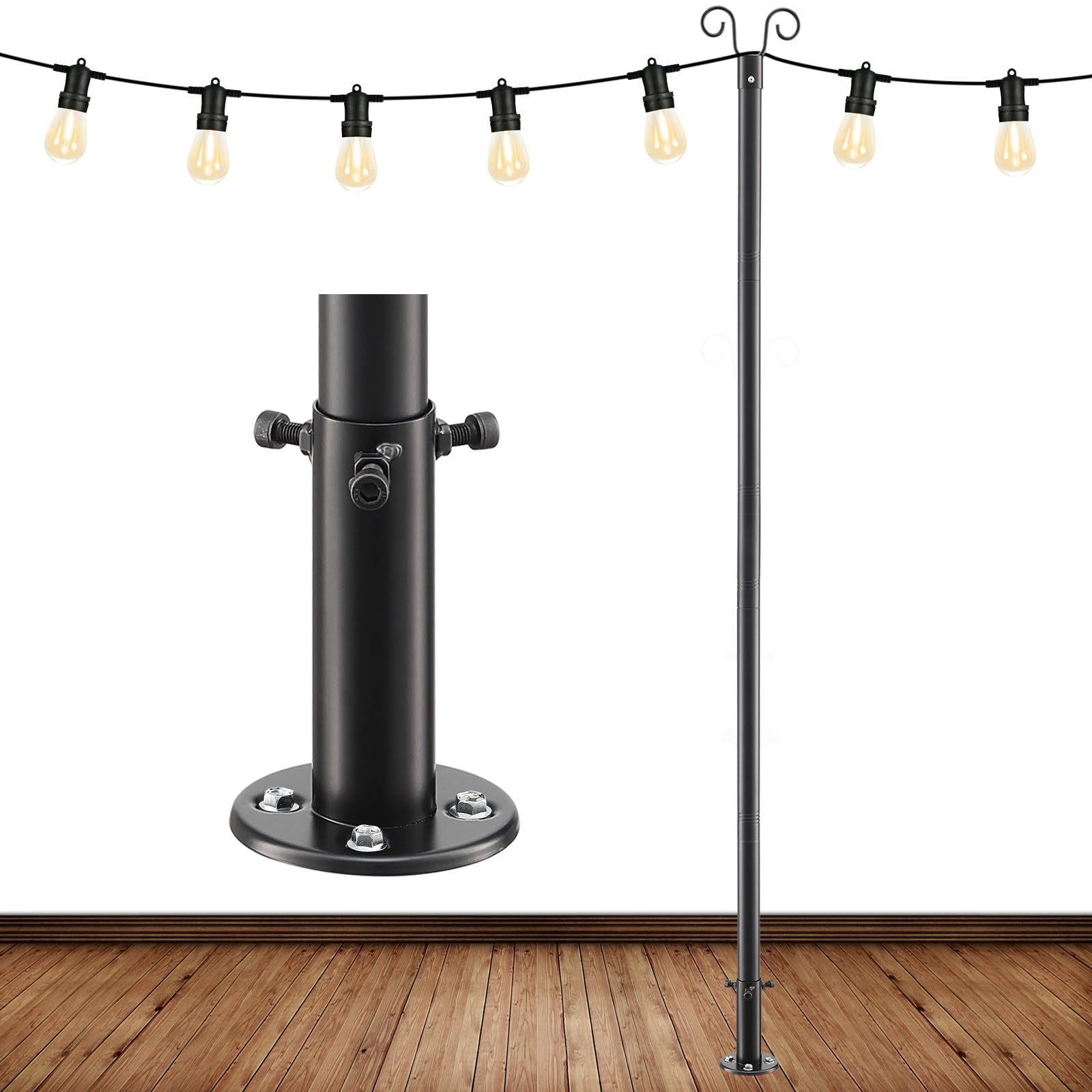 Snapklik.com : String Light Poles For Deck - 10FT Black String Light ...