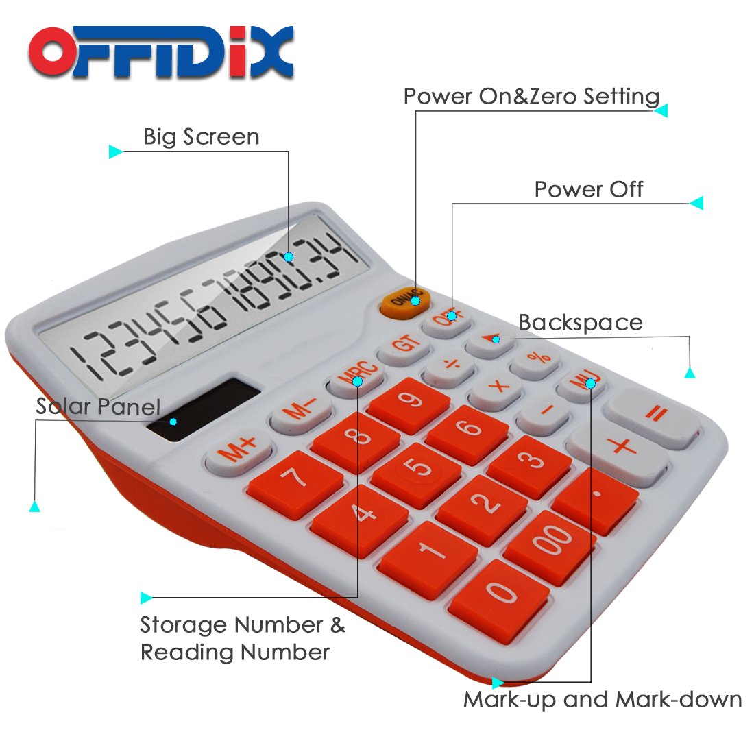 Snapklik.com : OFFIDIX Office Desk Calculator, Solar And Battery Dual ...
