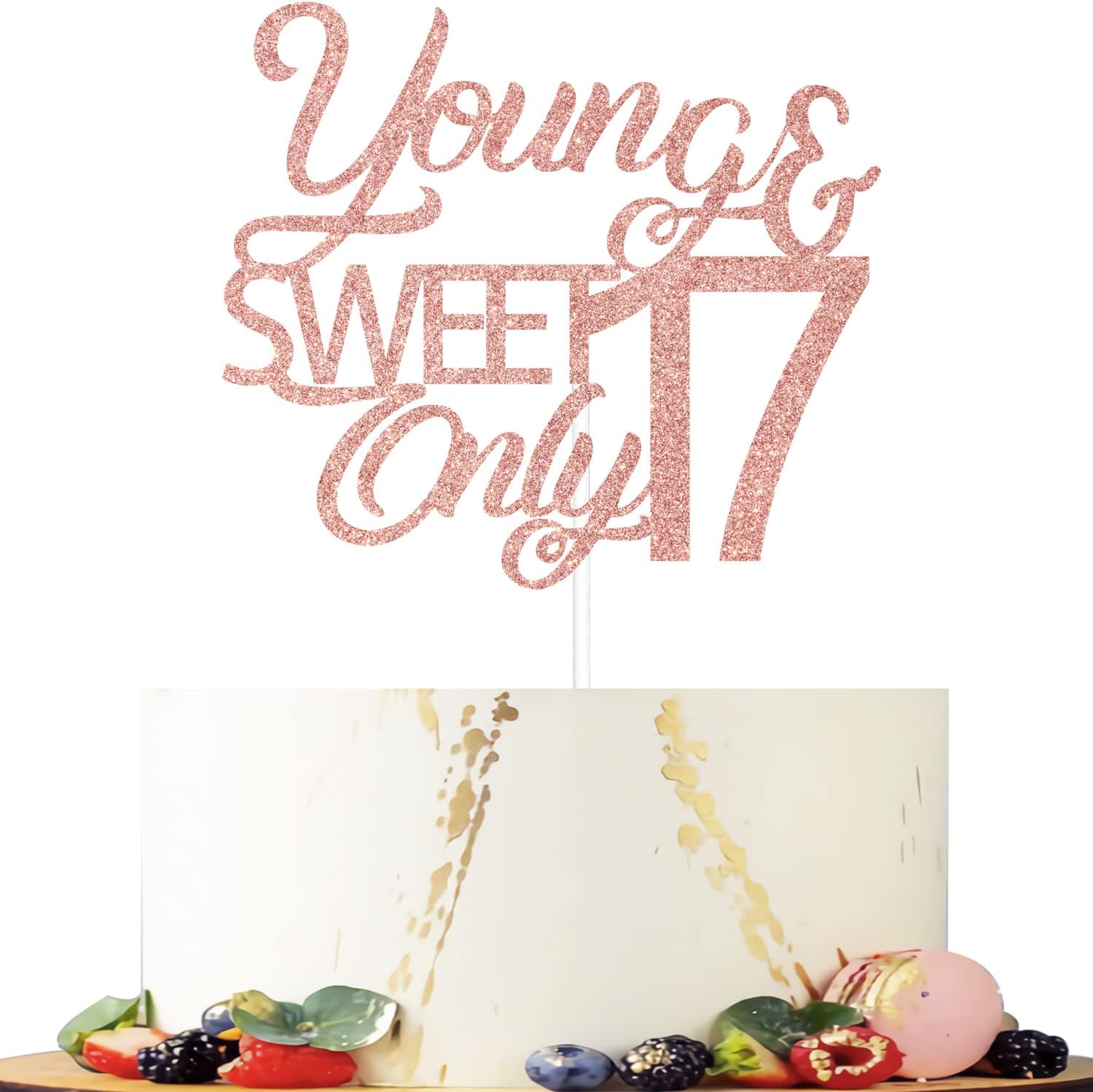 Amazon.com: Gold Happy 17th Birthday Cupcake Topper, 24-Pack Number 17 ...