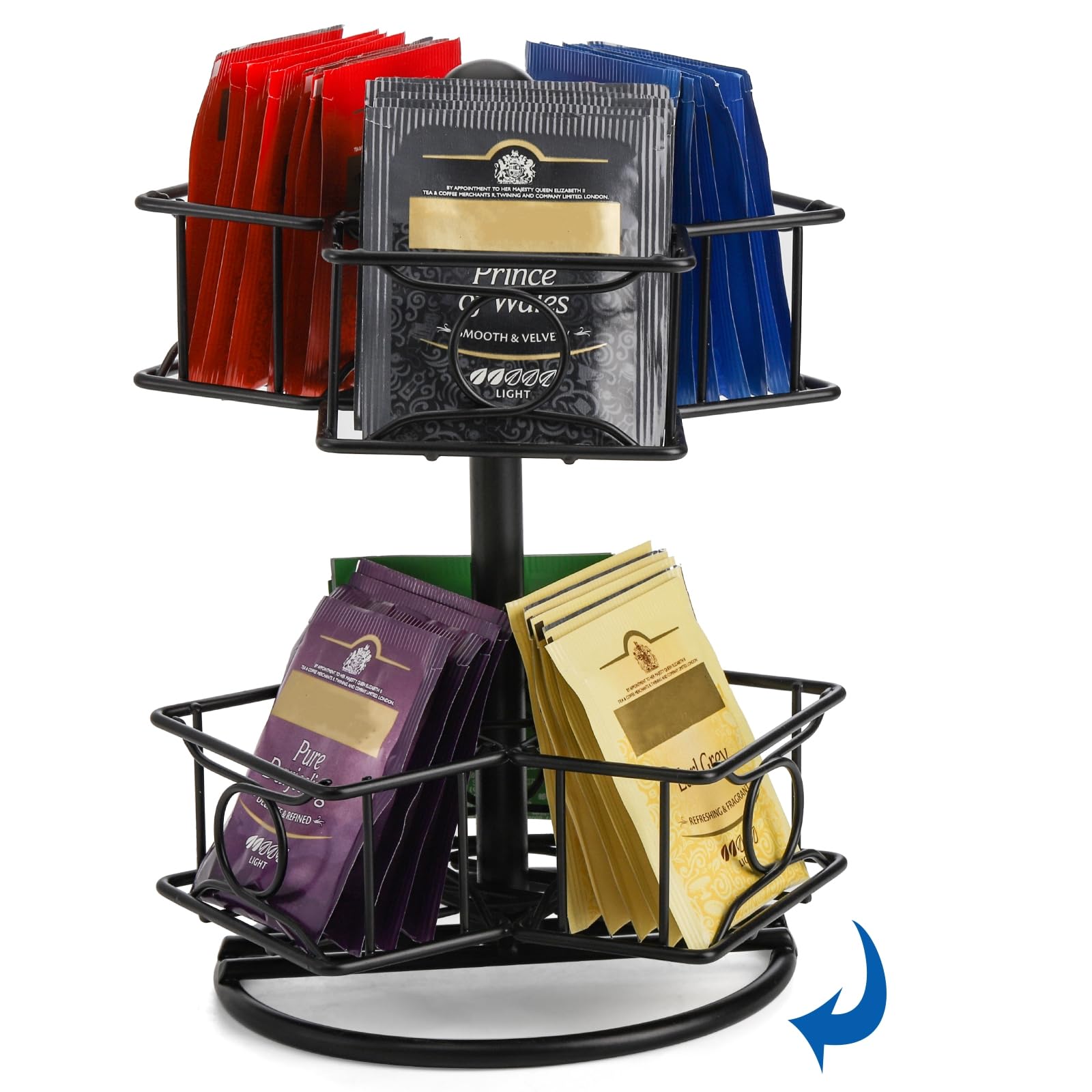 Peohud Tea Bag Organizer, Tea Bag Spinning Carousel with 6 Compartments ...