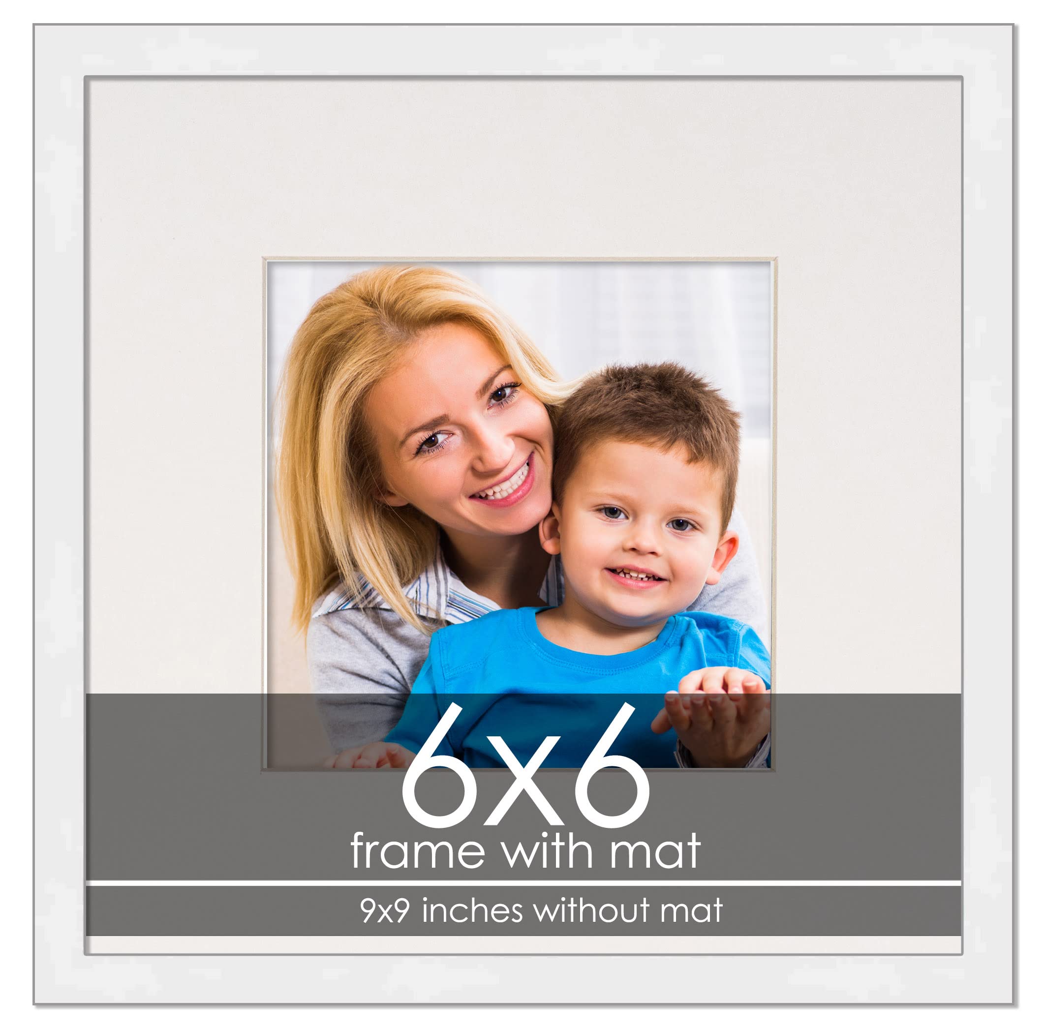 Amazon.com - 6x6 Frame with Mat - White 9x9 Frame Wood Made to Display ...