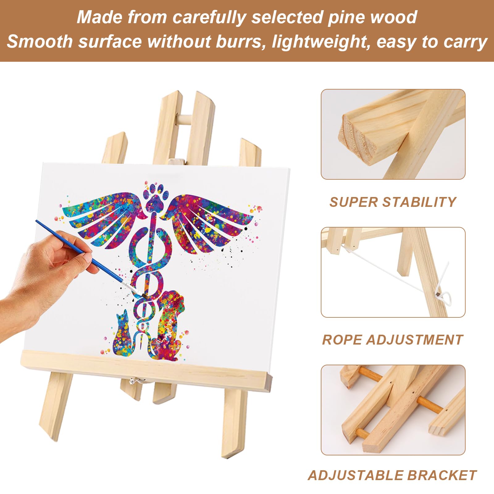 Omevett 4 Pack Mini Easel Stand for Painting Wooden Easel 30cm Table ...