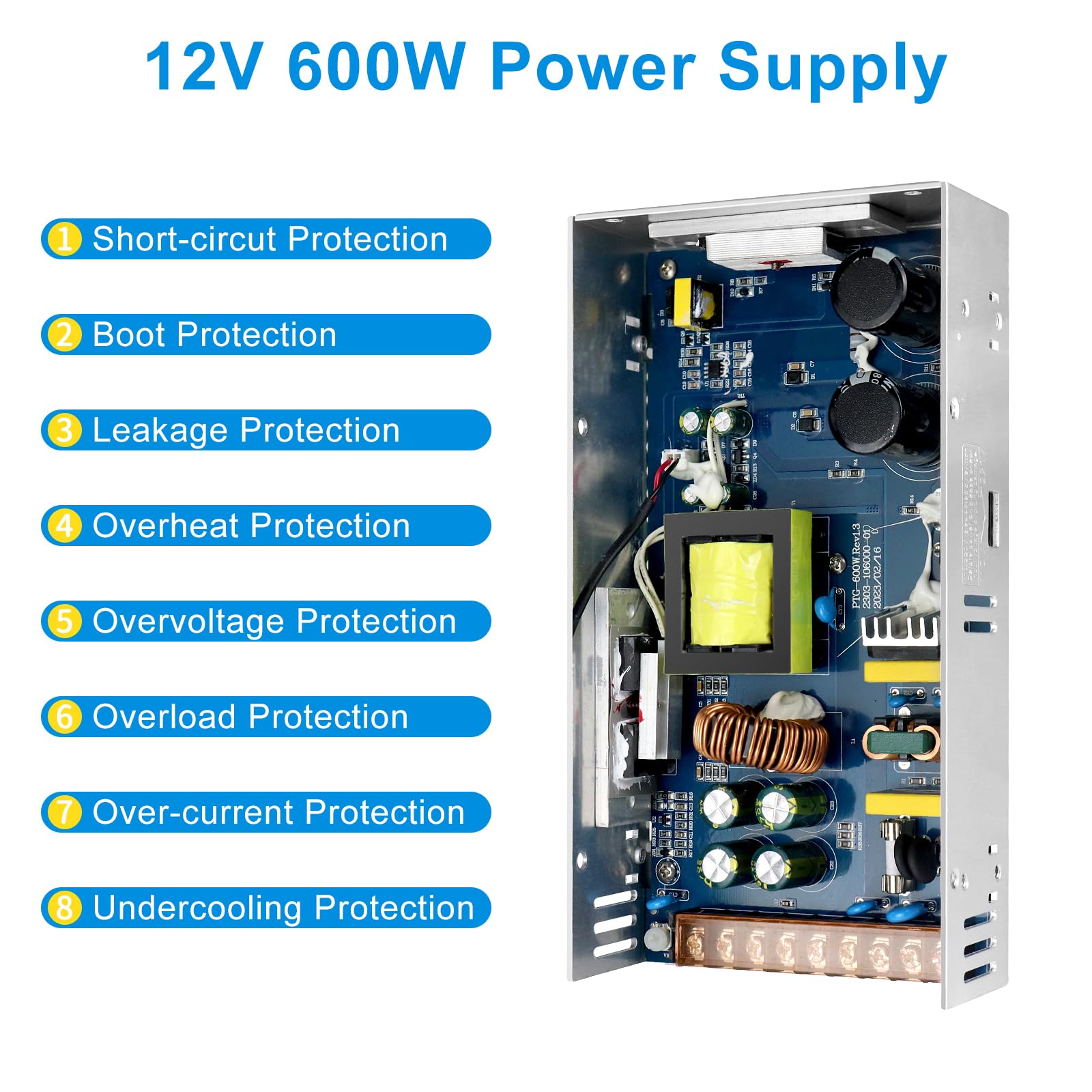 Snapklik.com : 12V 50A 600W DC Power Supply, AC 110250V To DC 12 Volt Regulated Switching Power ...