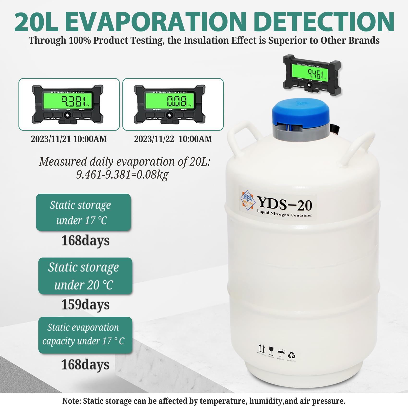 Snapklik.com : 20L Liquid Nitrogen Container Cryogenic Container (LN2 ...