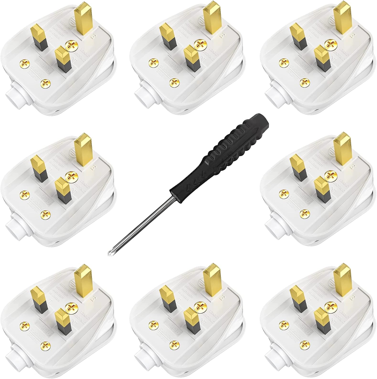 UK 3 Pin Plug 13A Fused Mains Plugs for Security Lights Floodlights ...