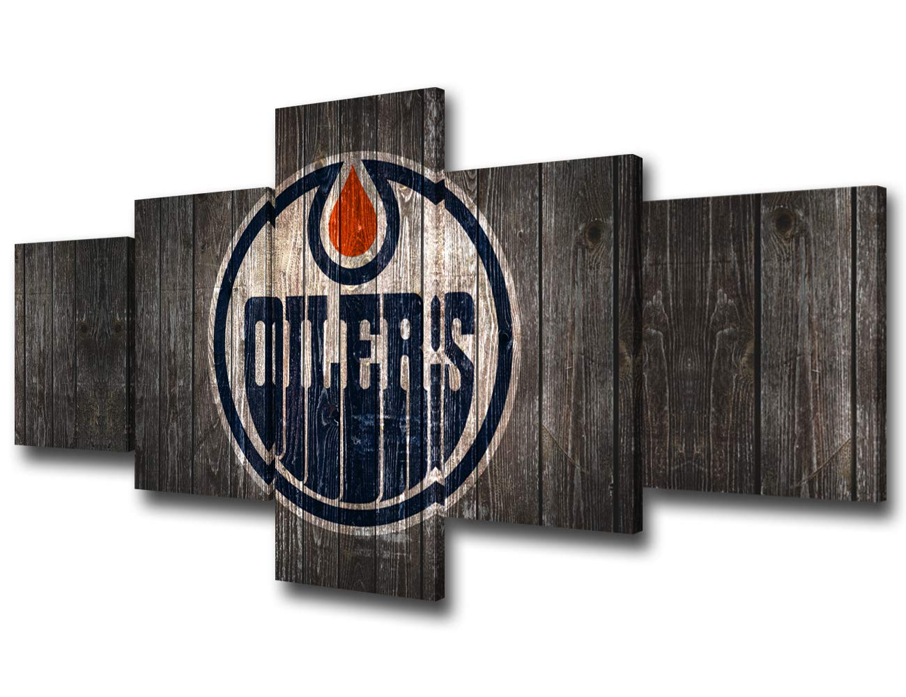Edmonton Wall Art Hockey League Team Logo Art Paintings 5 Piece Canvas ...
