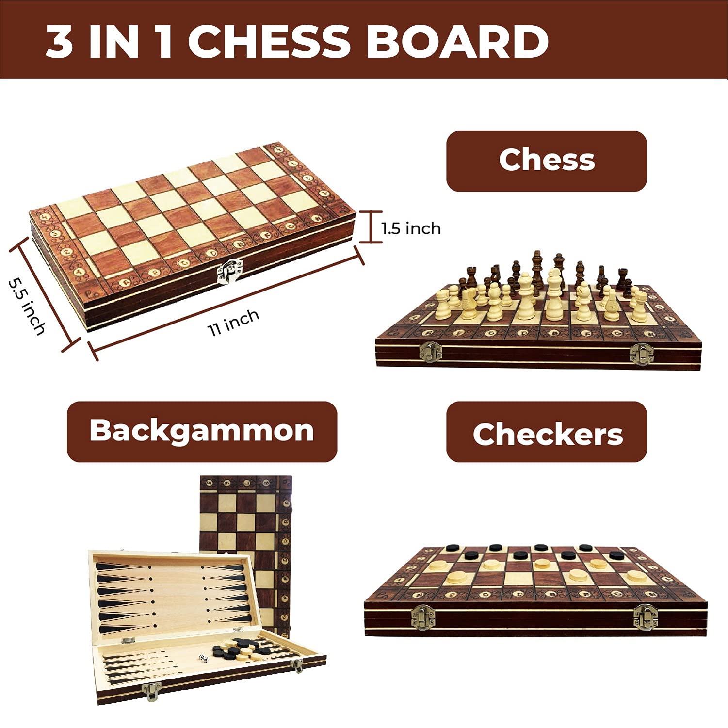 3 In 1 Chess Set Chess Checkers Board Backgammon 15 Inch Chess 3-in-1-chess-set-chess-checkers-board-backgammon-15-inch-chess