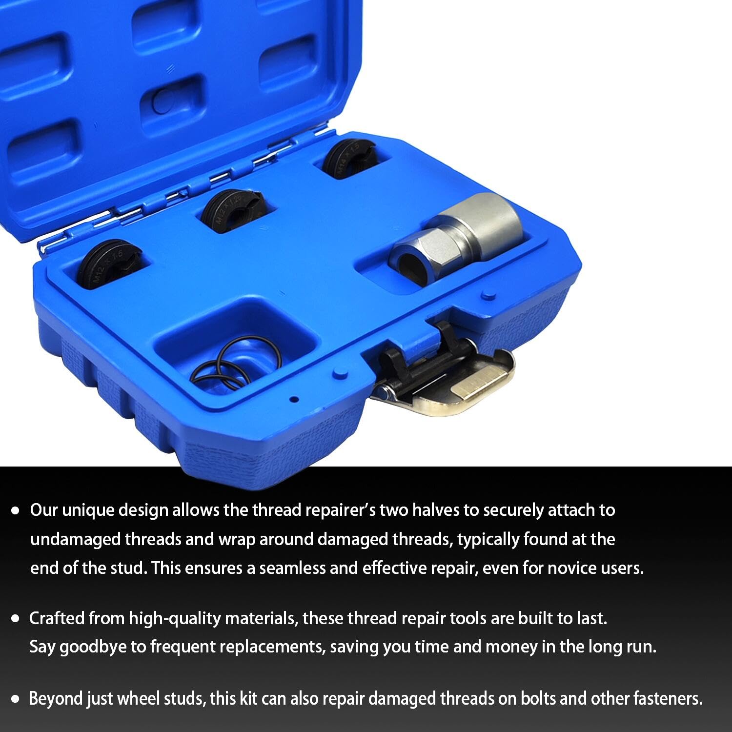 4PCS M12 & M14 Wheel Stud Thread Restorer Kit, Reverse Action Wheel ...