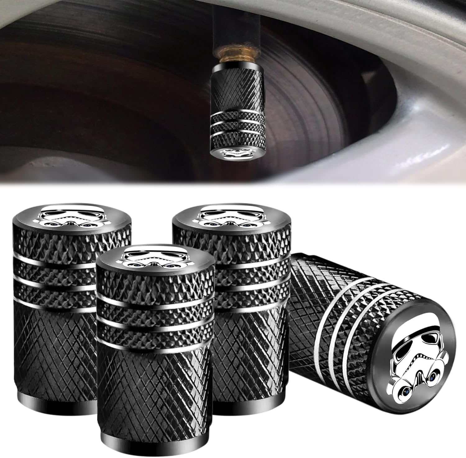 Amazon.com: Fit Star Wars Tire Valve Stem Caps, Black Tire Caps 4 Pack ...