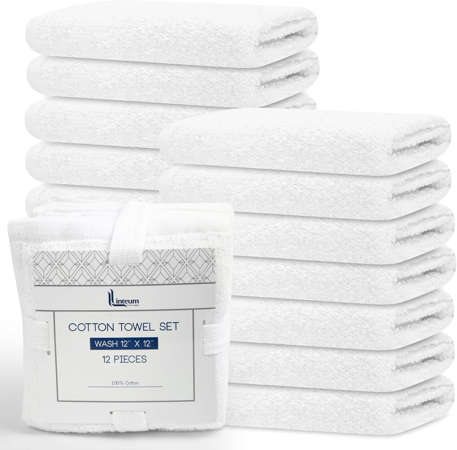 Amazon.com: Washcloths 24 Pack 100% Cotton 12 x 12 Inches (White ...