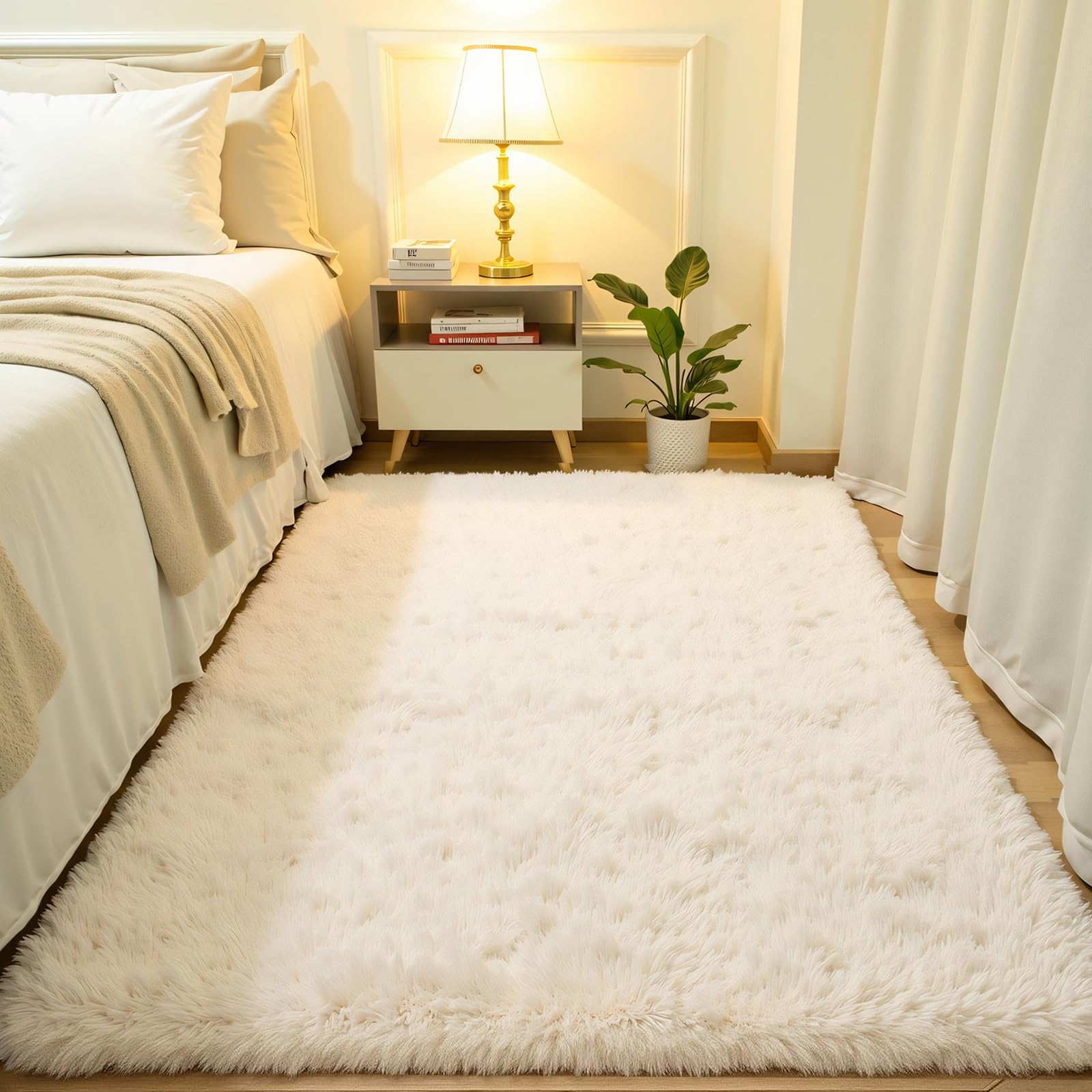 Amazon.com: Softlife White Rug for Bedroom 4x5.3 Feet Area Rug for ...