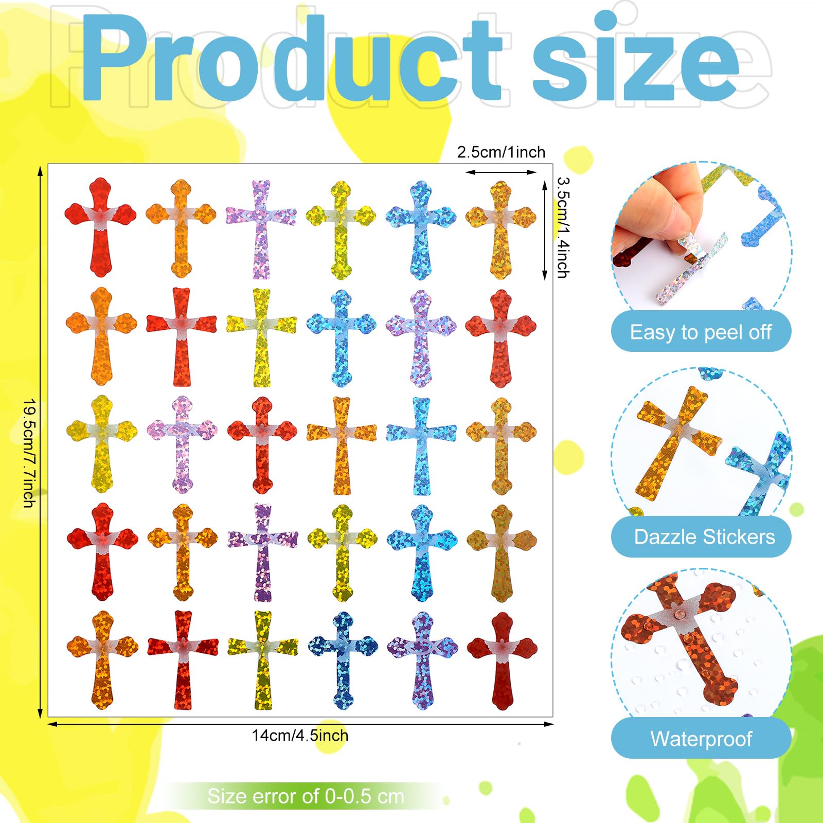 Snapklik.com : 540 Pcs Glitter Crosses Stickers Dazzle Religious ...