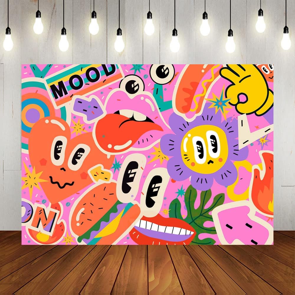Amazon.com : Lofaris Pink Lips Eyes Mood Heart Early 2000s Backdrop Y2k ...