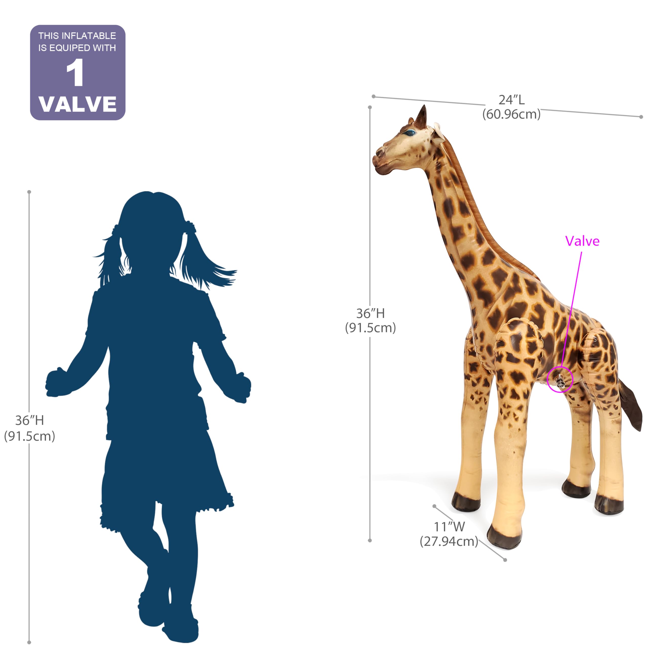 Snapklik.com : Jet Creations 36" Tall Inflatable Giraffe Toy Figure