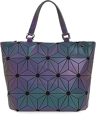 Women's Geometric Luminous Handbag Holographic Reflective Crossbody Bag ...