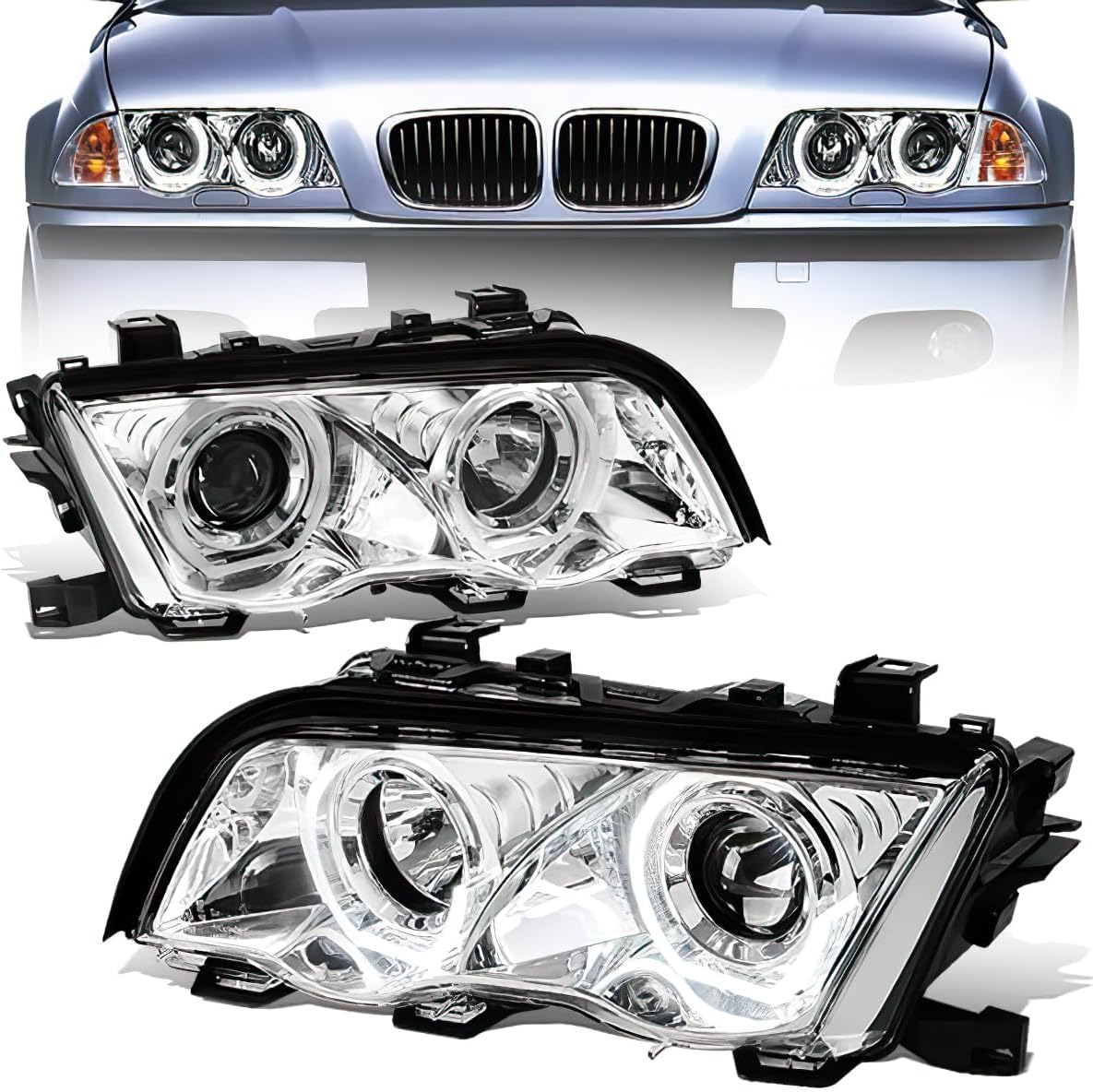 Amazon.com: Pair of LED DRL U-Halo Projector Headlight Assembly ...
