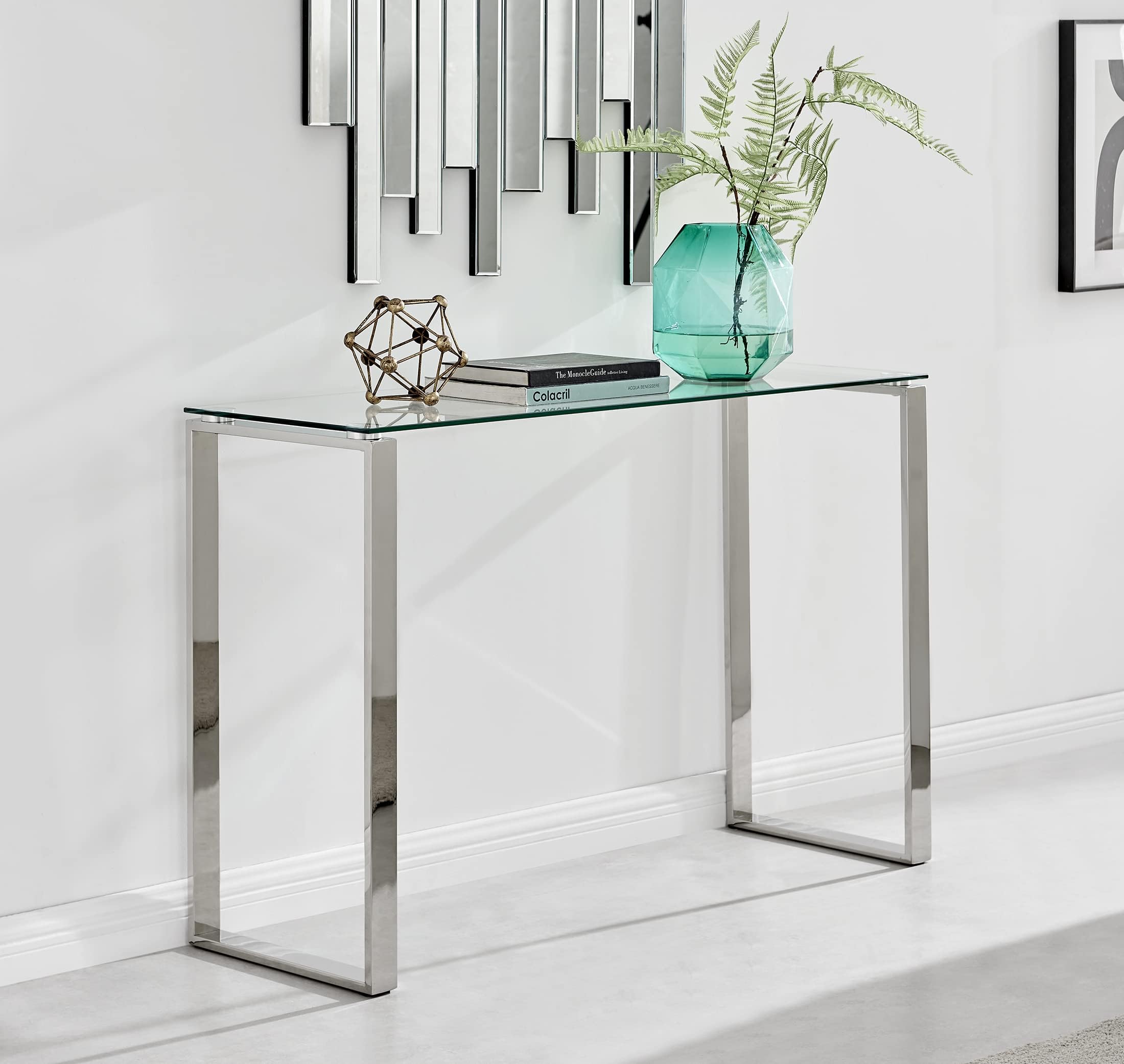 Furniturebox UK Mirrored Console Table - Miami Clear Glass Silver ...